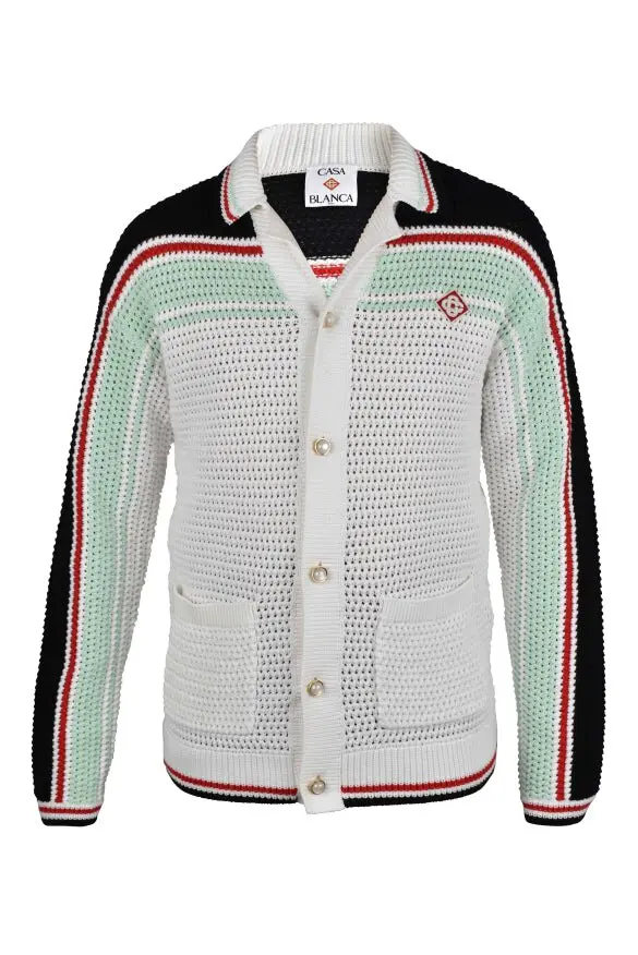 Casablanca Stripe Cotton Knit Cardigan