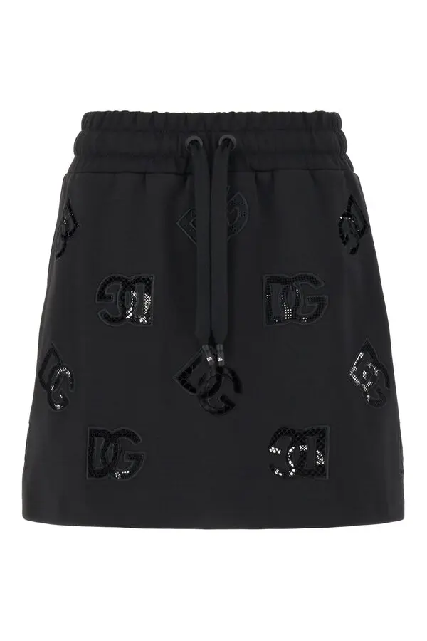 Dolce & Gabbana Black Sequin Logo Skirt - Multicolor