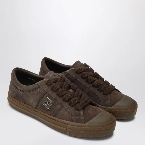 Fendi Suede Low-top Trainers With Ff Detail - Brown