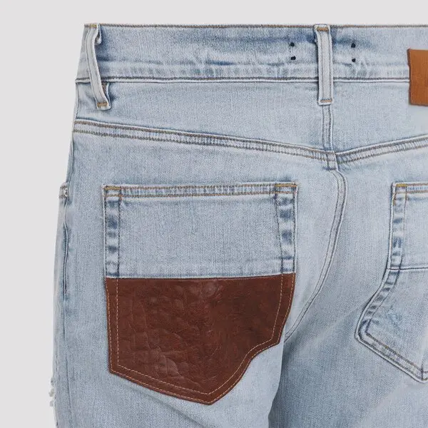 Amiri Mx1 Crochet Leather Jeans - Blue