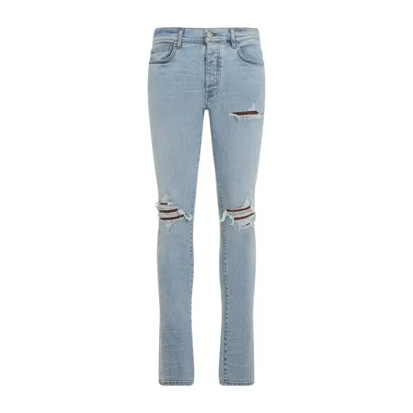 Amiri Mx1 Crochet Leather Jeans - Blue