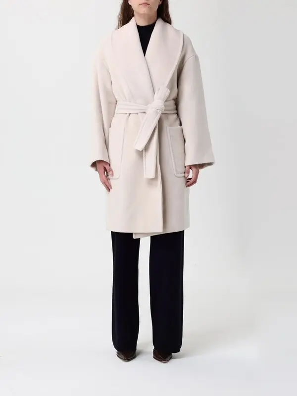 Max Mara Alpaca Wool Blend Trench Coat - Cream
