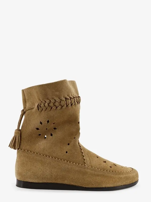 Isabel Marant Étoile Suede Boots With Tassels And Perforated Details - Multicolor