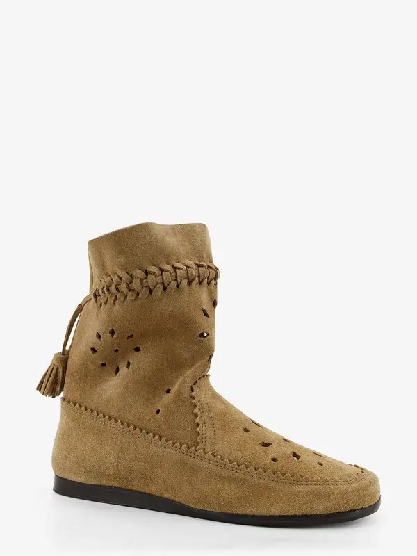 Isabel Marant Étoile Suede Boots With Tassels And Perforated Details - Multicolor