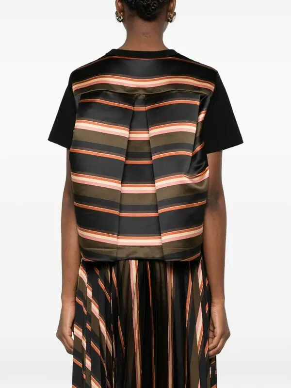 Sacai Striped Cotton T-shirt - Multicolor