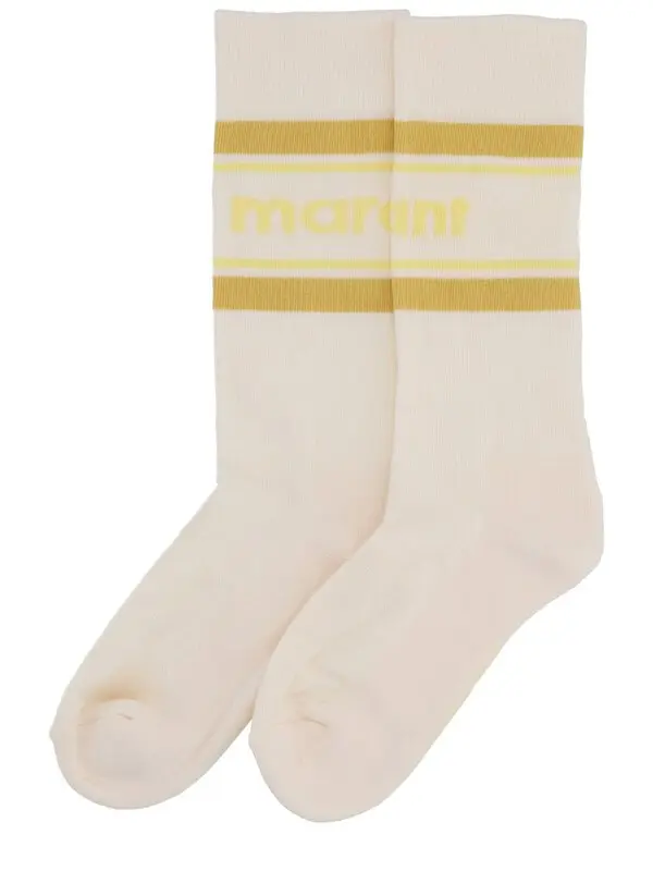 Isabel Marant Étoile Dona Logo Crew Socks - Yellow