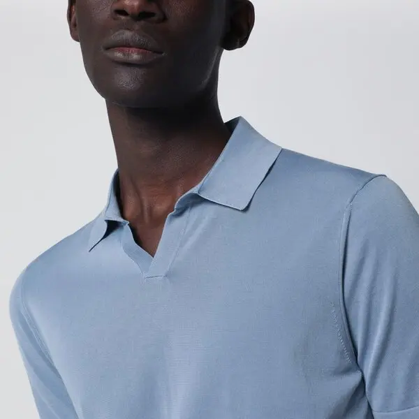 DRUMOHR Light Cotton Knit Polo - Blue