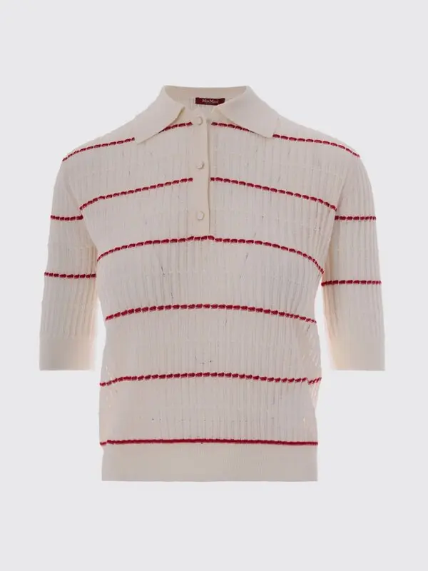 Max Mara Striped Knit Polo - White