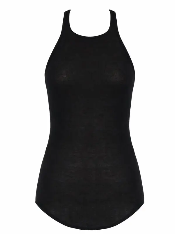 Rick Owens Ribbed Viscose-silk Blend Top - Black