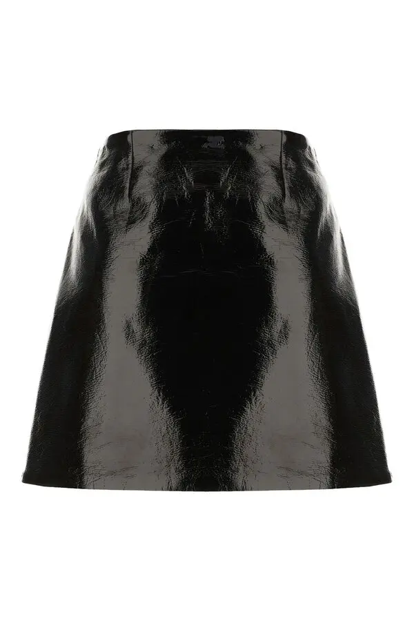 COURREGES Black Patent Leather A-line Skirt