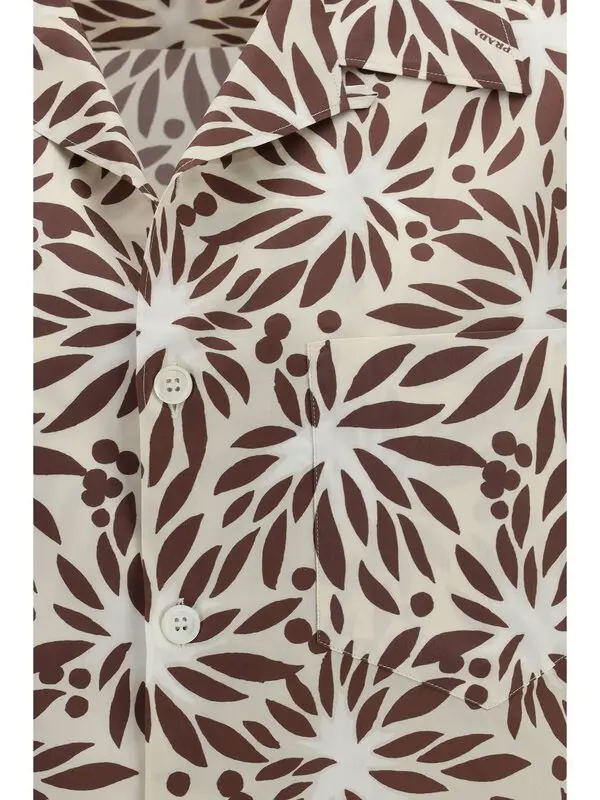 Prada Printed Cotton Bowling Shirt - Brown