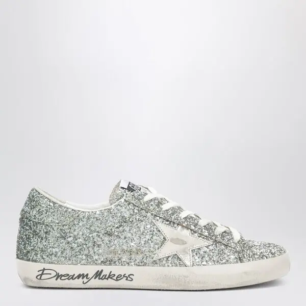 GOLDEN GOOSE Glittered Low Top Sneakers - Silver