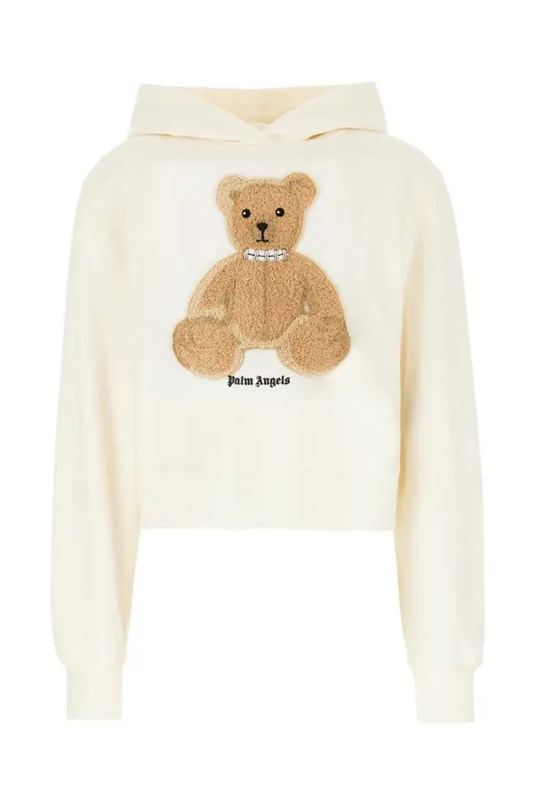 Palm Angels Teddy Bear Embroidered Cropped Hoodie - Multicolor
