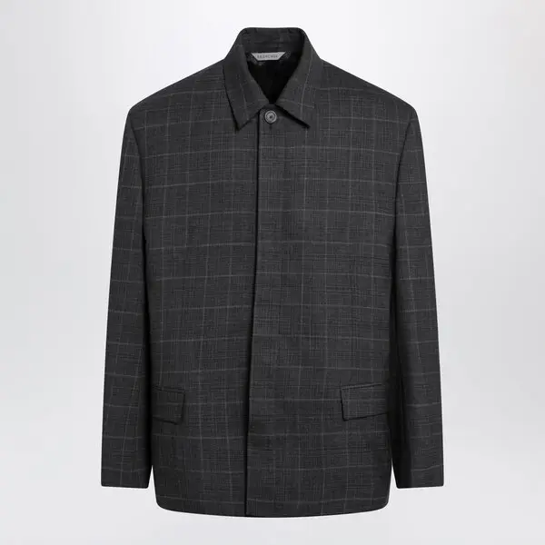 Balenciaga Checked Wool Jacket - Gray