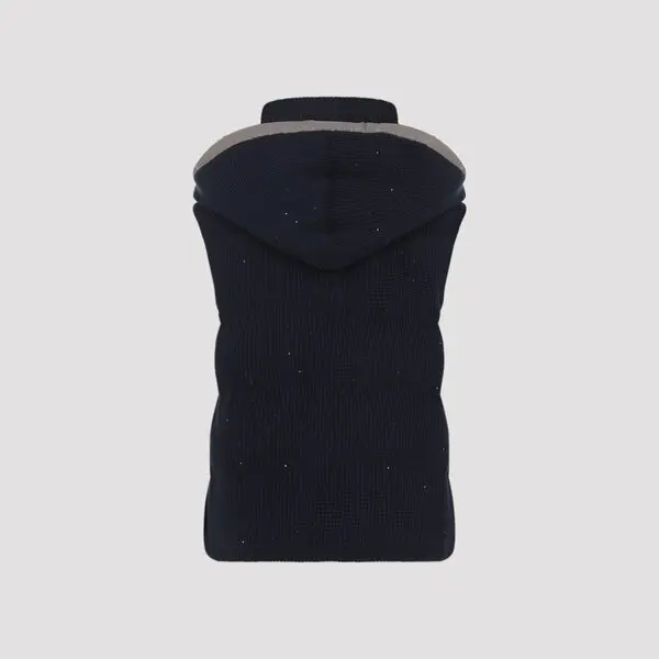 Brunello Cucinelli Abisso Cotton Gilet With Sequins - Blue