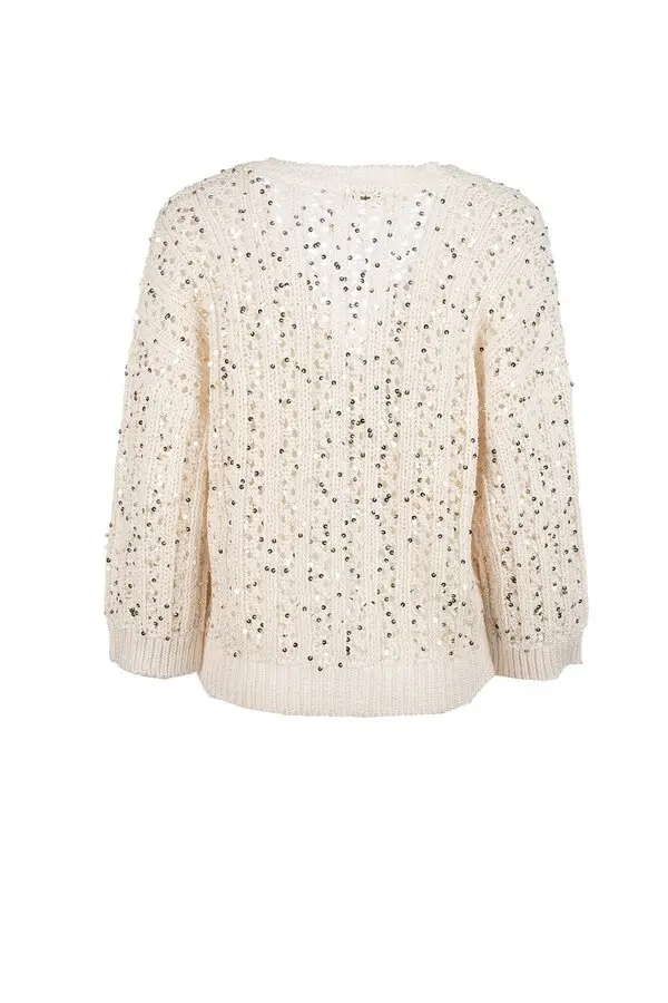 Peserico Embellished Sequined V-neck Cardigan
