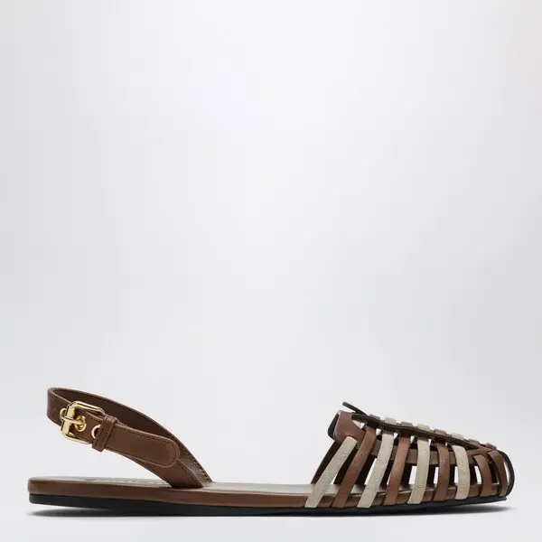 Miu Miu Leather And Suede Sandals - Brown