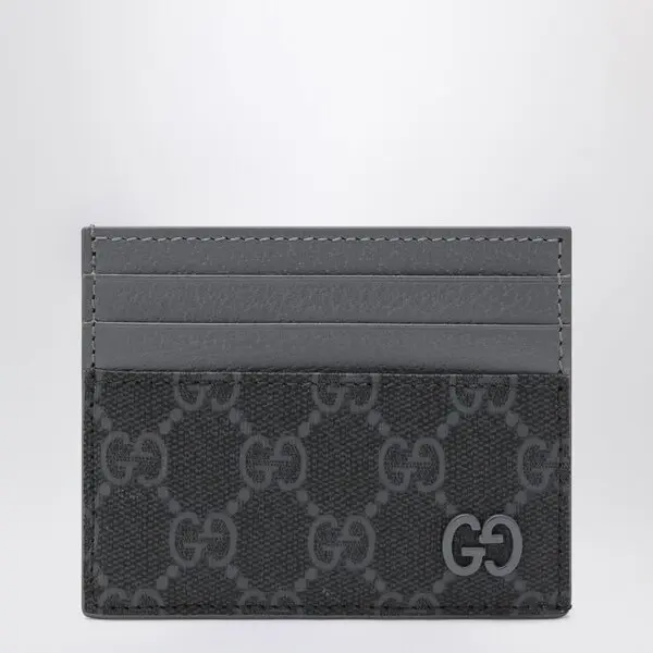Gucci Gg Card Holder With Grey Trims - Black