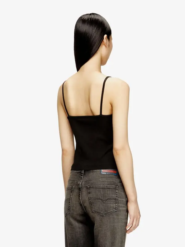 DIESEL® Ribbed Cotton Tank Top With Metal Logo Detail