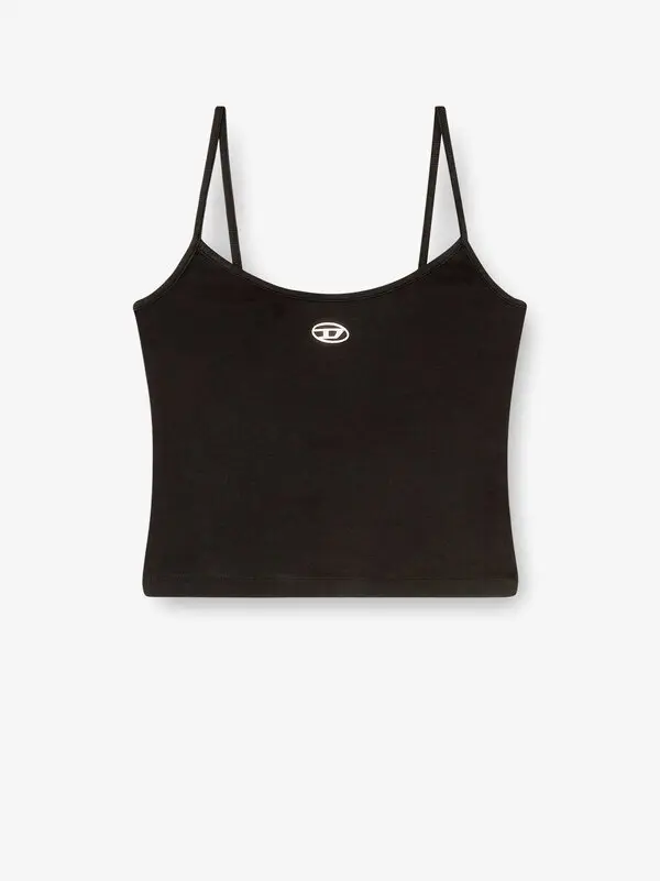 DIESEL® Ribbed Cotton Tank Top With Metal Logo Detail - Multicolor