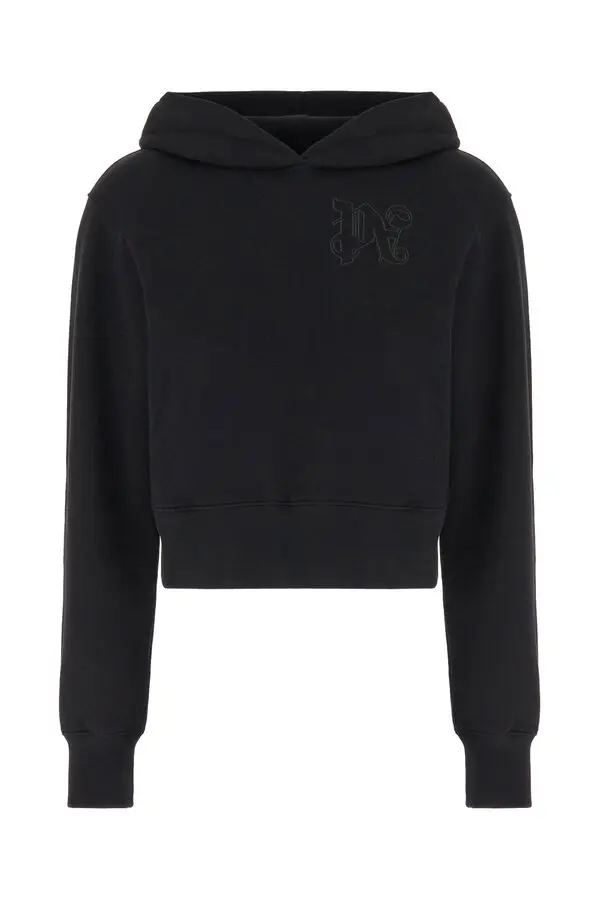 Palm Angels Cropped Hoodie With Logo Detail