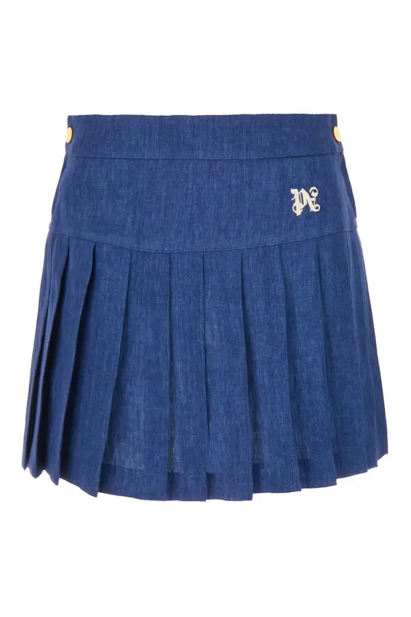 Palm Angels Pleated Denim Skirt - Multicolor
