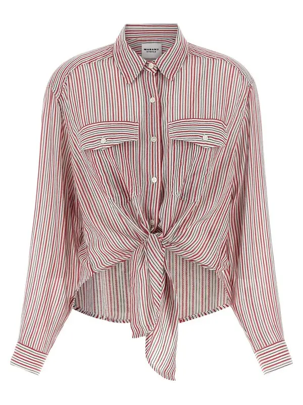Isabel Marant Étoile Nath' Striped Cotton Voile Shirt - Red
