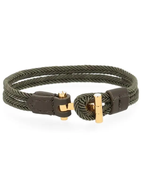 TOM FORD Braided Bracelet With Gold Tone Clasp - Green