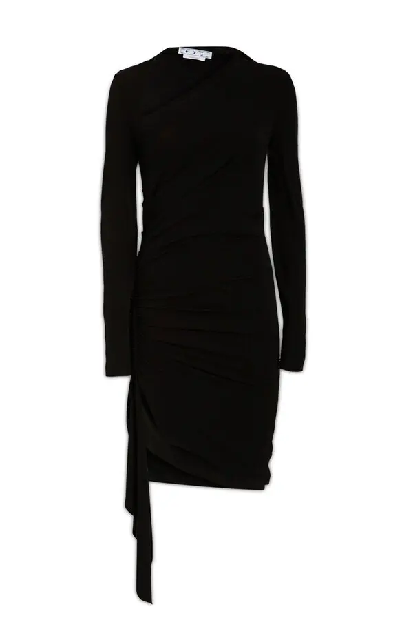 Off-White Asymmetrical Ruched Dress - Multicolor