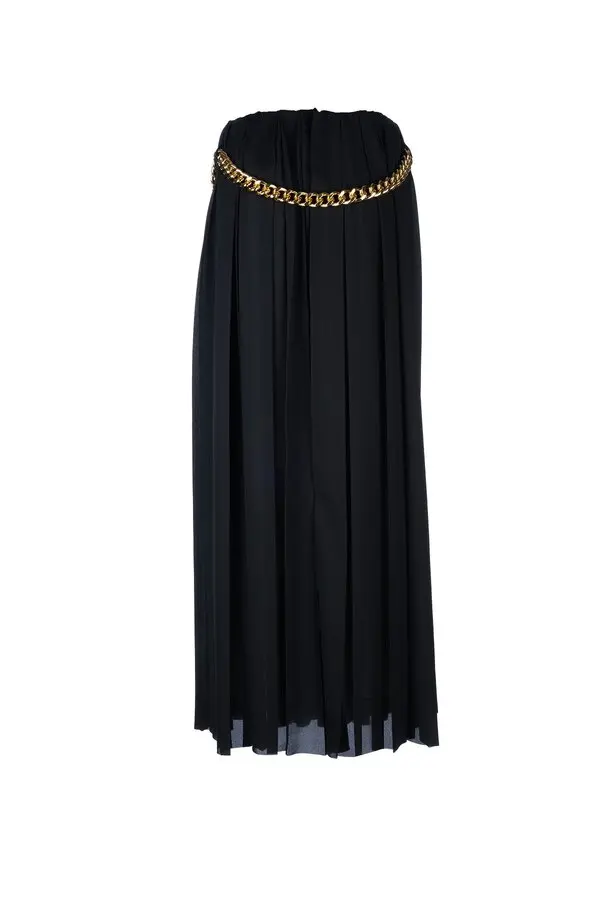 Balenciaga Pleated Skirt With Gold Tone Chain Detail - Multicolor
