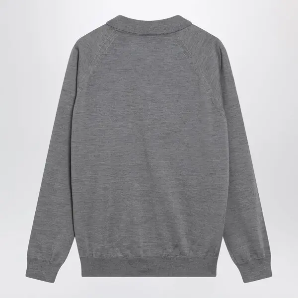 Miu Miu Wool Polo Sweater With Intarsia Logo