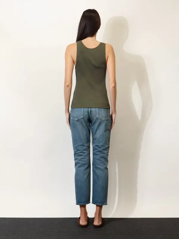 Saint Laurent Ribbed Cotton Tank Top With Cassandre Embroidery