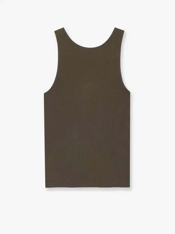 Saint Laurent Ribbed Cotton Tank Top With Cassandre Embroidery