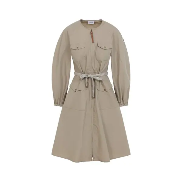Moncler Cotton Blend Balloon Sleeve Zip-up Mini Dress
