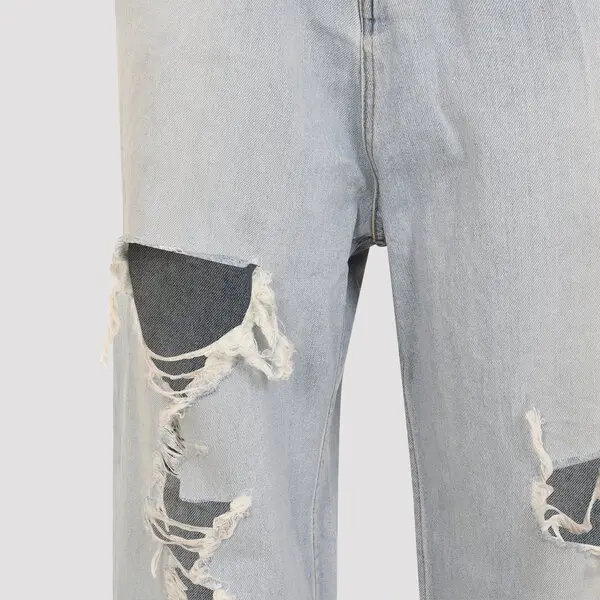 Balenciaga Baggy Distressed Cotton Jeans - Blue
