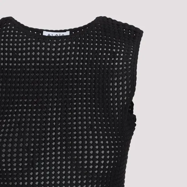 Alaïa Peplum Tank Top With Mesh Fabric - Black