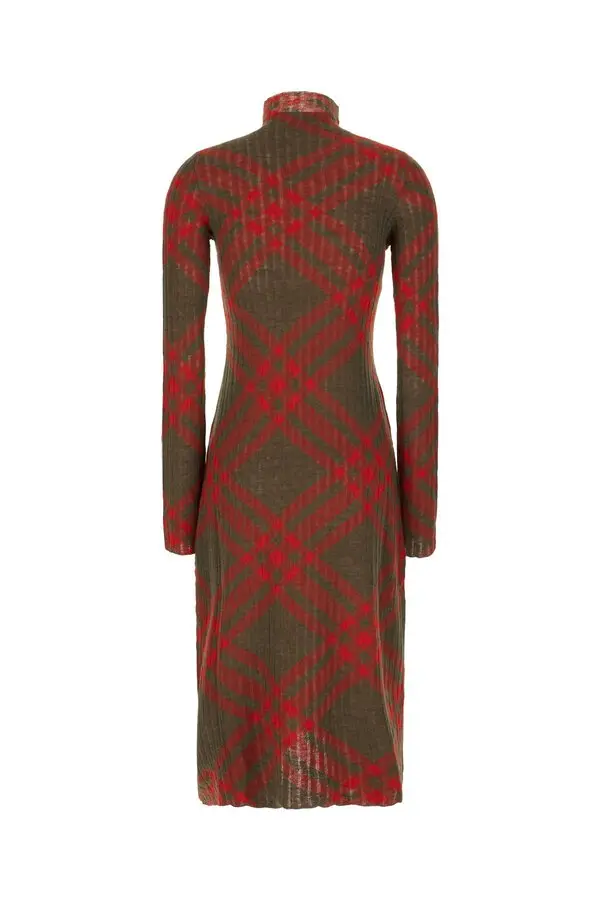 Burberry Long Sleeve Printed Dress - Multicolor