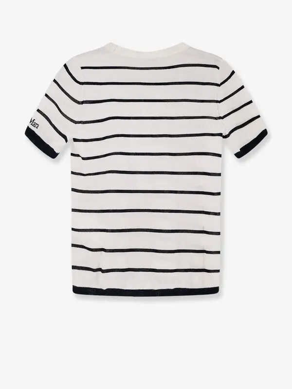 Max Mara Cashmere And Silk Blend Striped Sweater - Cream