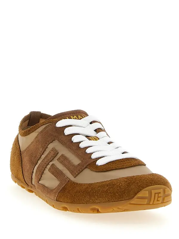 Balmain Racer 45 Sneakers In Deer Leather And Nylon