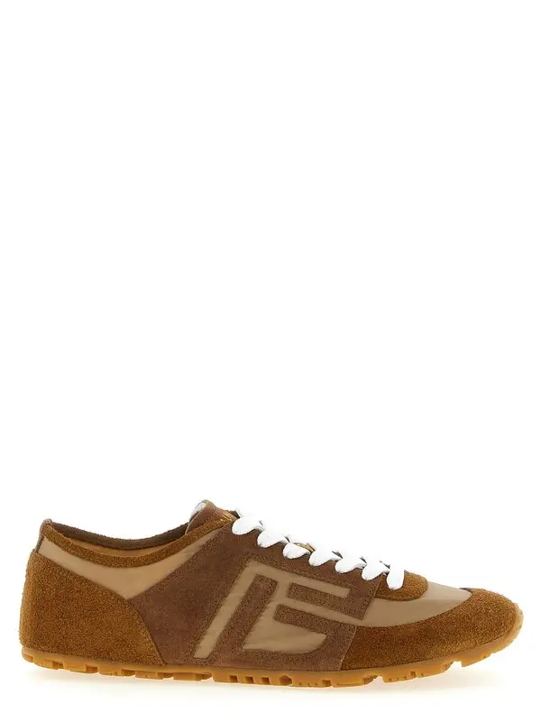 Balmain Racer 45 Sneakers In Deer Leather And Nylon - Brown