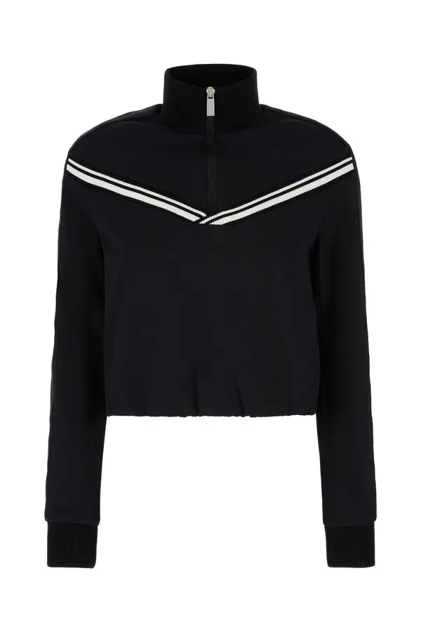 Off-White Black Cropped Sweatshirt With Contrast Piping