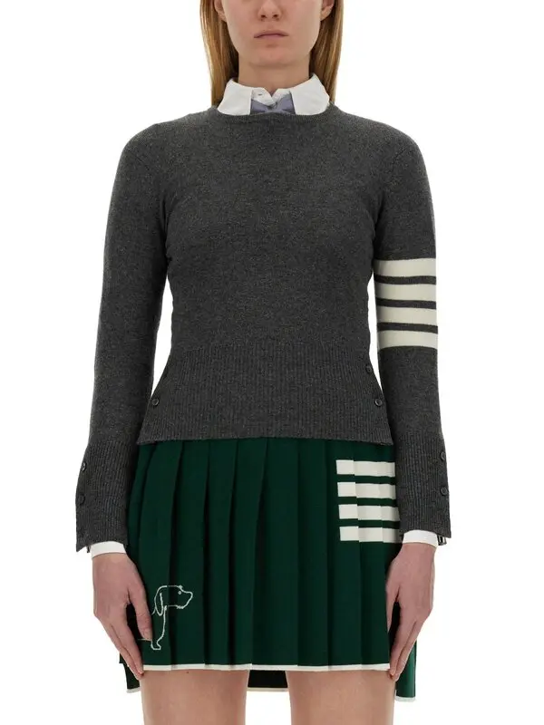 Thom Browne Cashmere Sweater With Signature Stripes - Gray