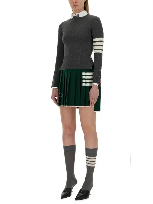 Thom Browne Cashmere Sweater With Signature Stripes - Gray