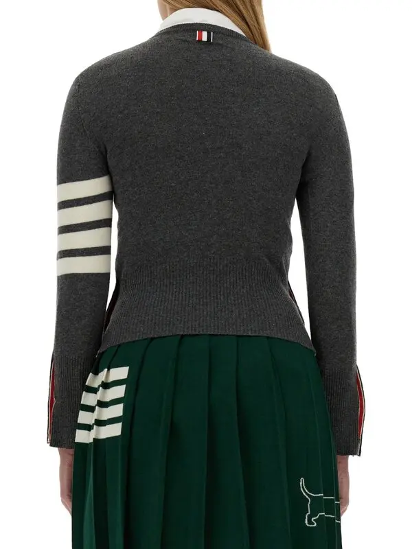 Thom Browne Cashmere Sweater With Signature Stripes - Gray