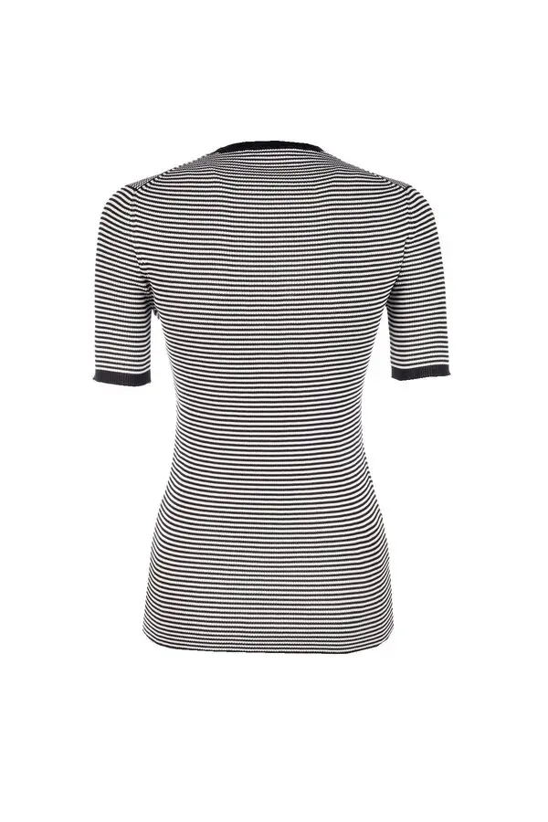 Prada Ribbed Striped T-shirt With Logo