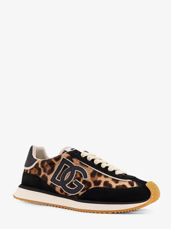 Dolce & Gabbana Animal Print Suede Lace-up Sneakers