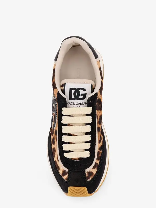 Dolce & Gabbana Animal Print Suede Lace-up Sneakers