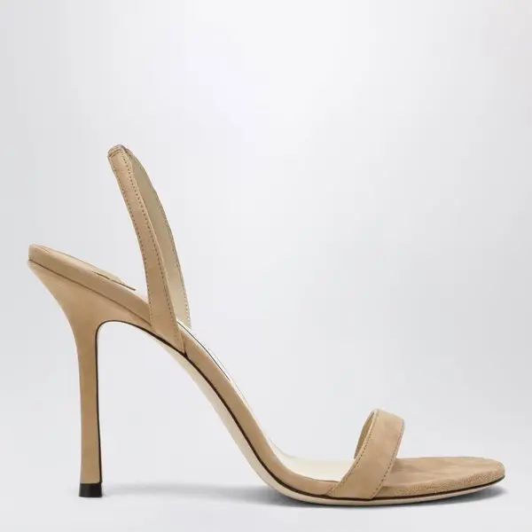 JIMMY CHOO Suede Open-toe High Heel Sandals - Cream