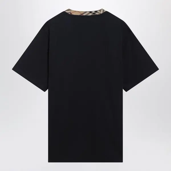 Burberry Navy T-shirt With Check Trims - Blue
