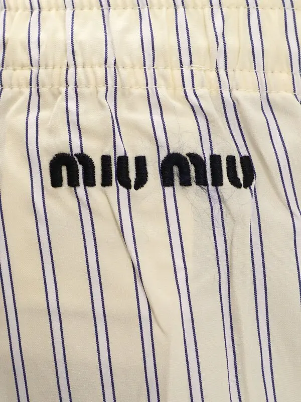 Miu Miu Striped Cotton Pajama Pants - Multicolor